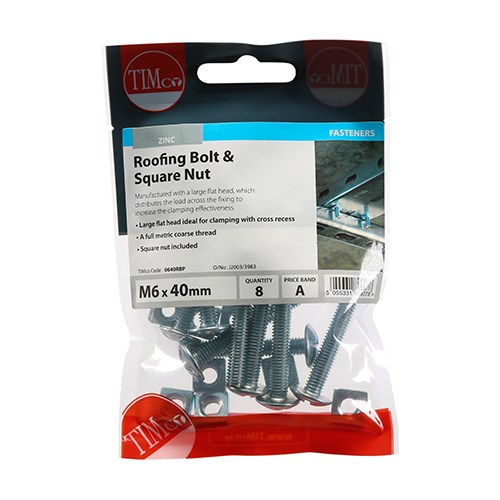 M6 x 40mm Roofing & Gutter Bolts & Nuts Pack of 8 | Gutter Installation ...