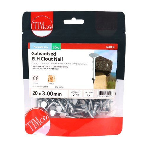 20mm Galvanised Clout Nails 1KG | Nails